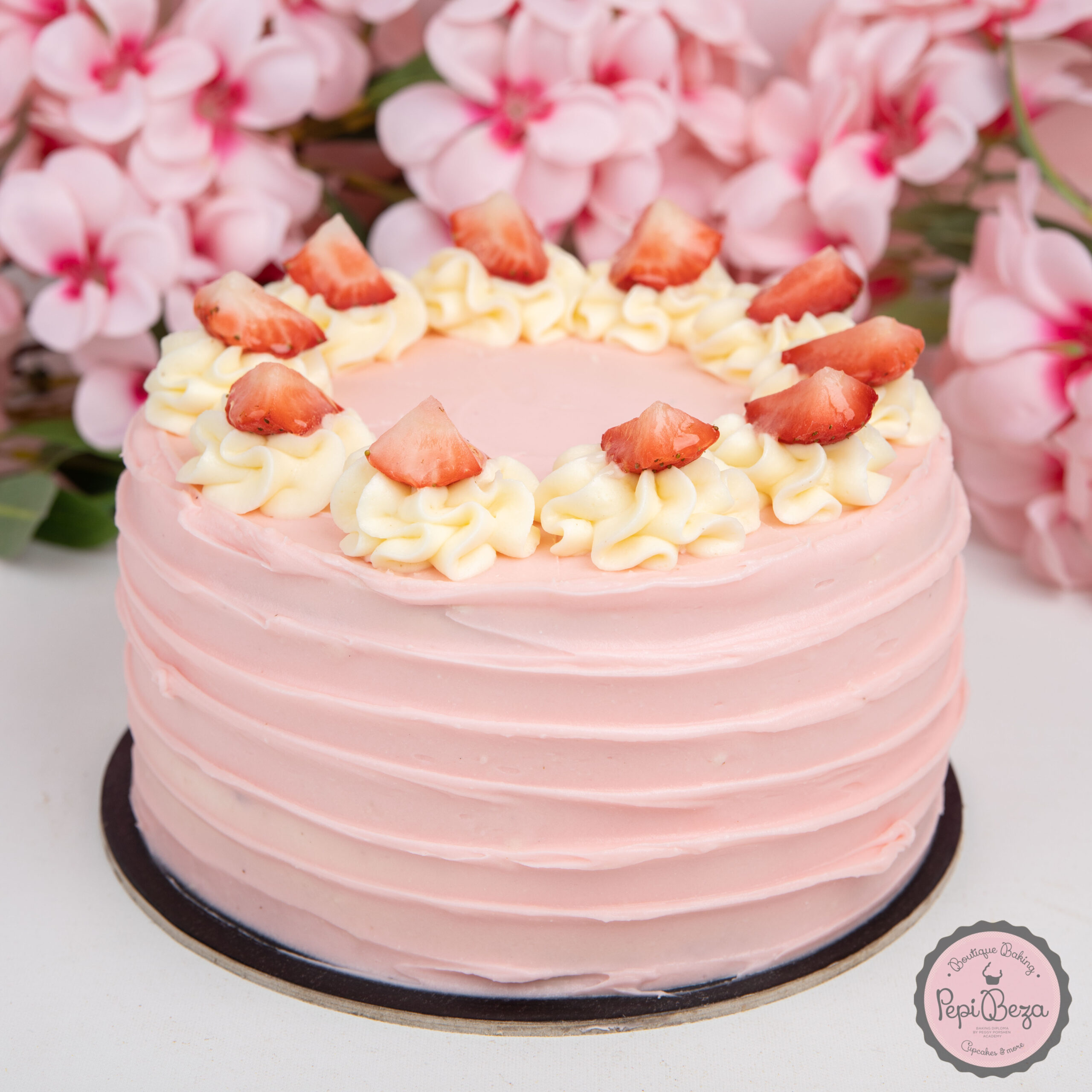 Strawberry Champagne Cake - Pepi Beza Boutique Baking